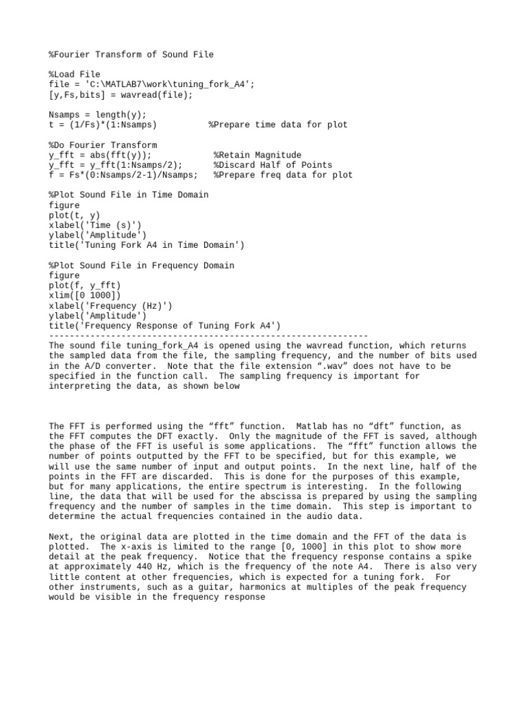 MATLAB FFT for Sound Analysis | PDF | Discrete Fourier Transform | Fast Fourier Transform