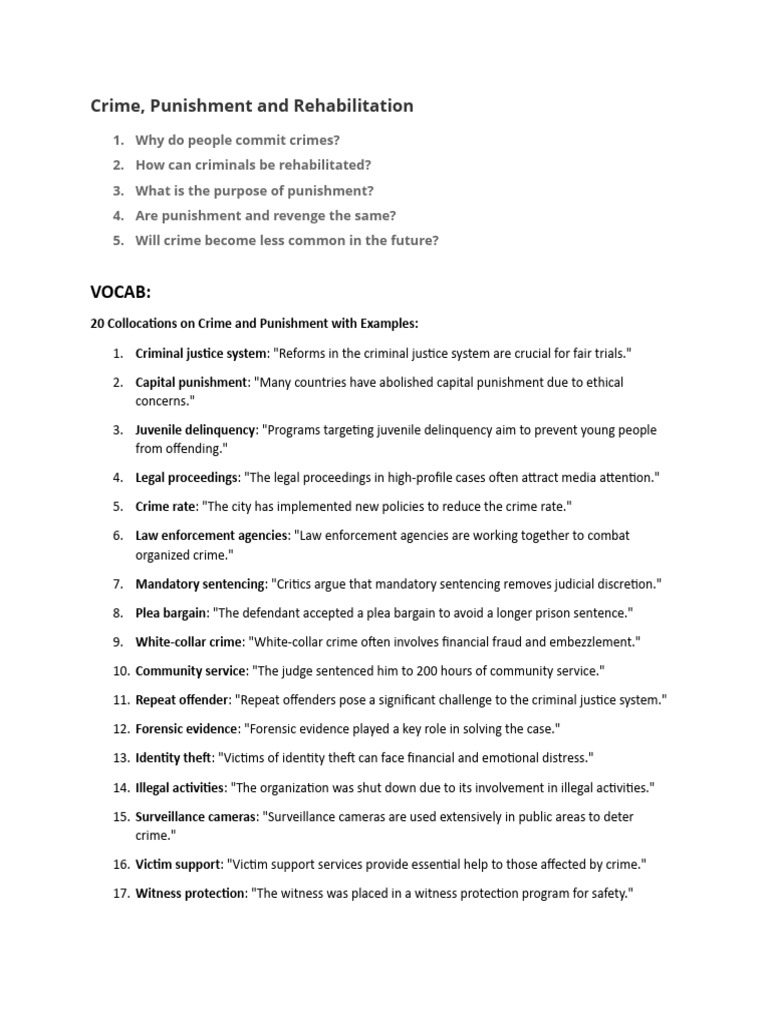 Crime Punishment Rehabilitation P123 | PDF | Crimes | Crime & Violence