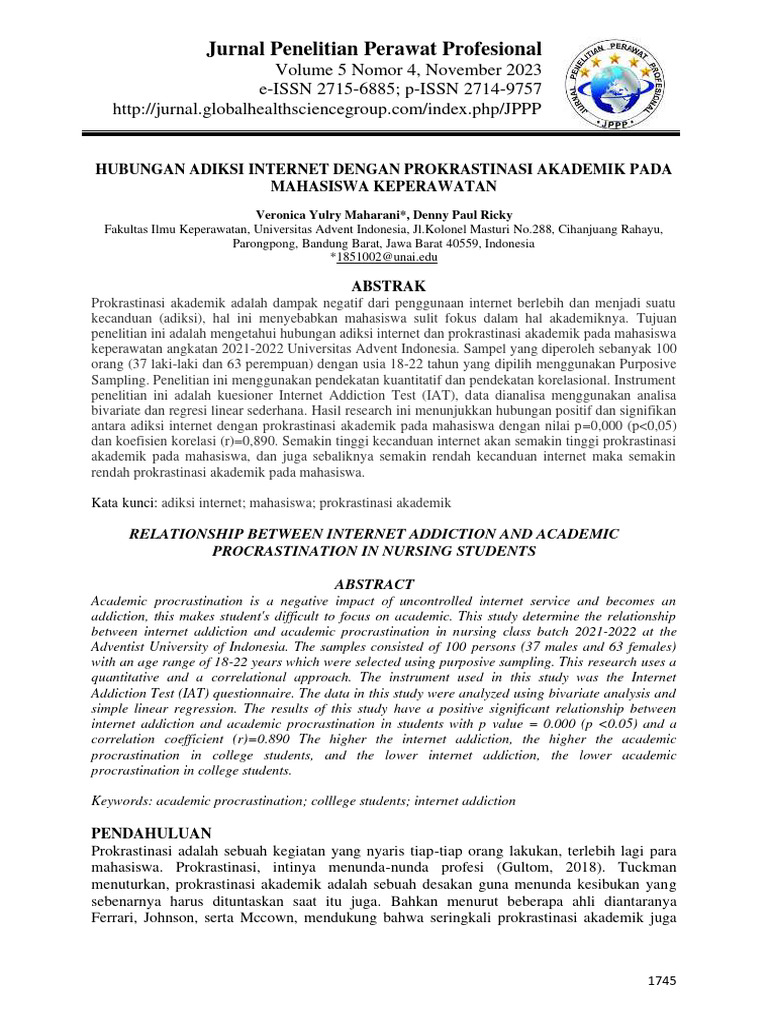 Hubungan Adiksi Internet dan Prokrastinasi | PDF | Kesehatan Holistik