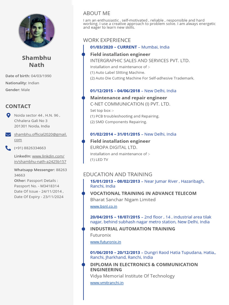 Shambhu Nath Resume - CSE Kolkata | PDF | Engineering