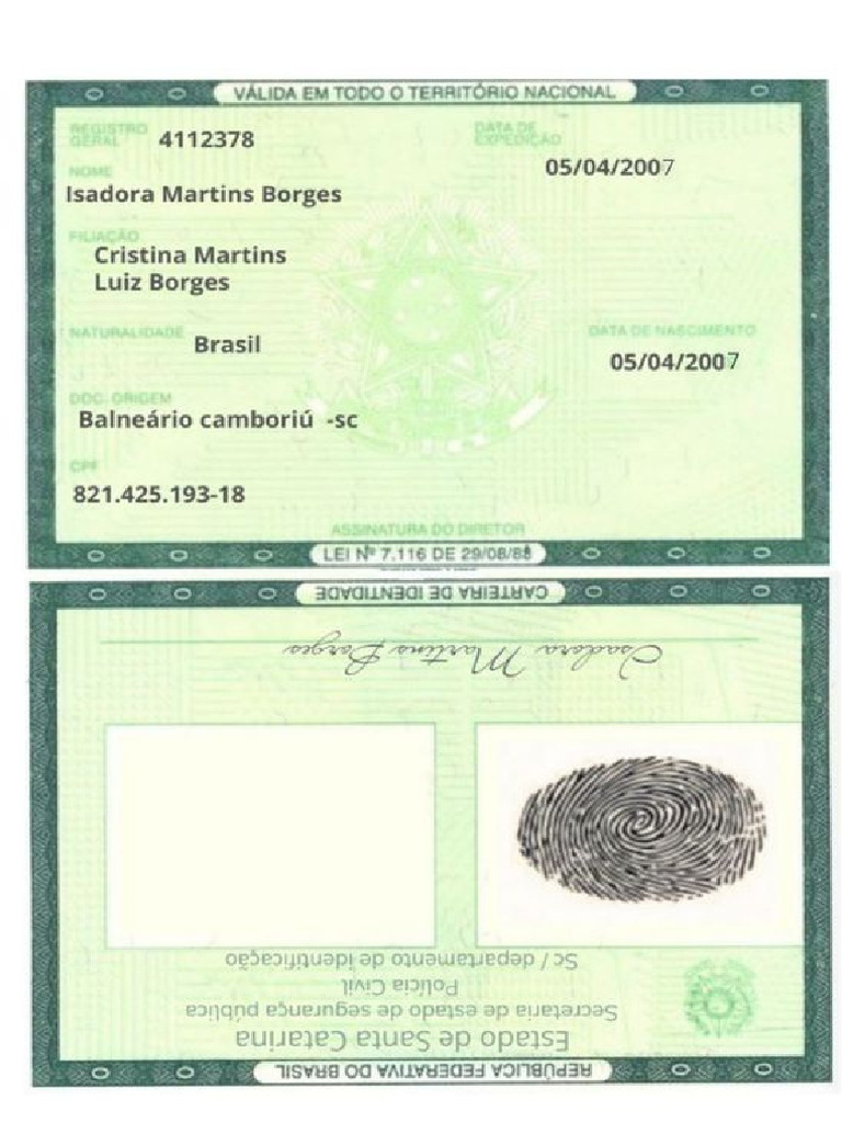 Carteira Identidade Editavel | PDF