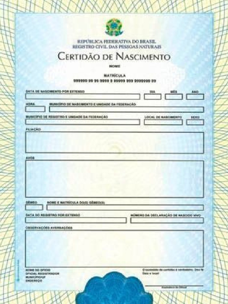 Certidao de Nascimento Editavel | PDF