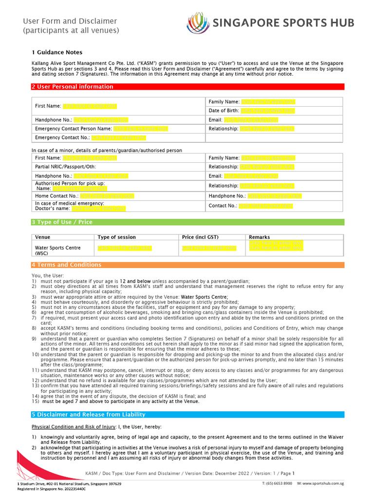 Water Sports Centre Indemnity Form Dec 22 | Download Free PDF ...