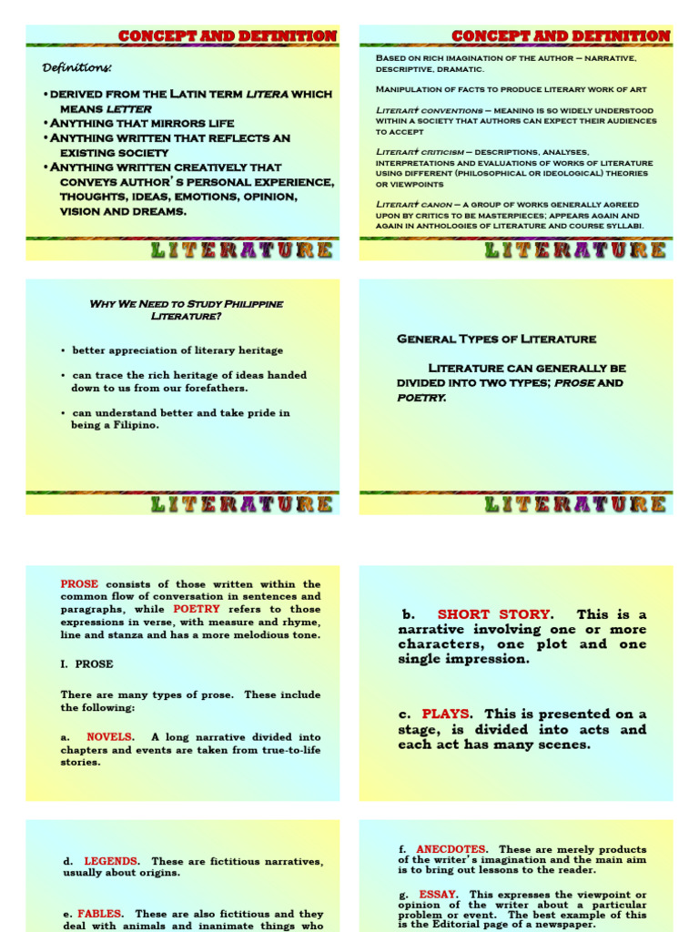 Literature-Intro and Genrespdf2 | PDF | Poetry | Narrative