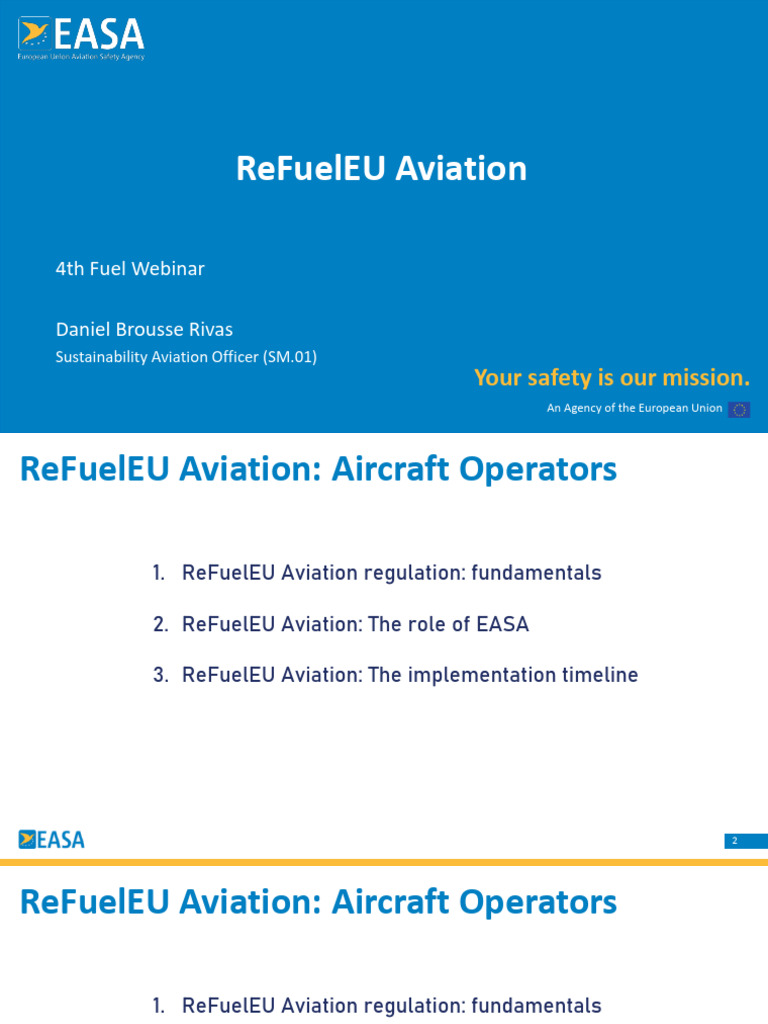 4th EASA Fuel Webinar - EASA ReFuelEU Update | PDF | Aviation | Transport