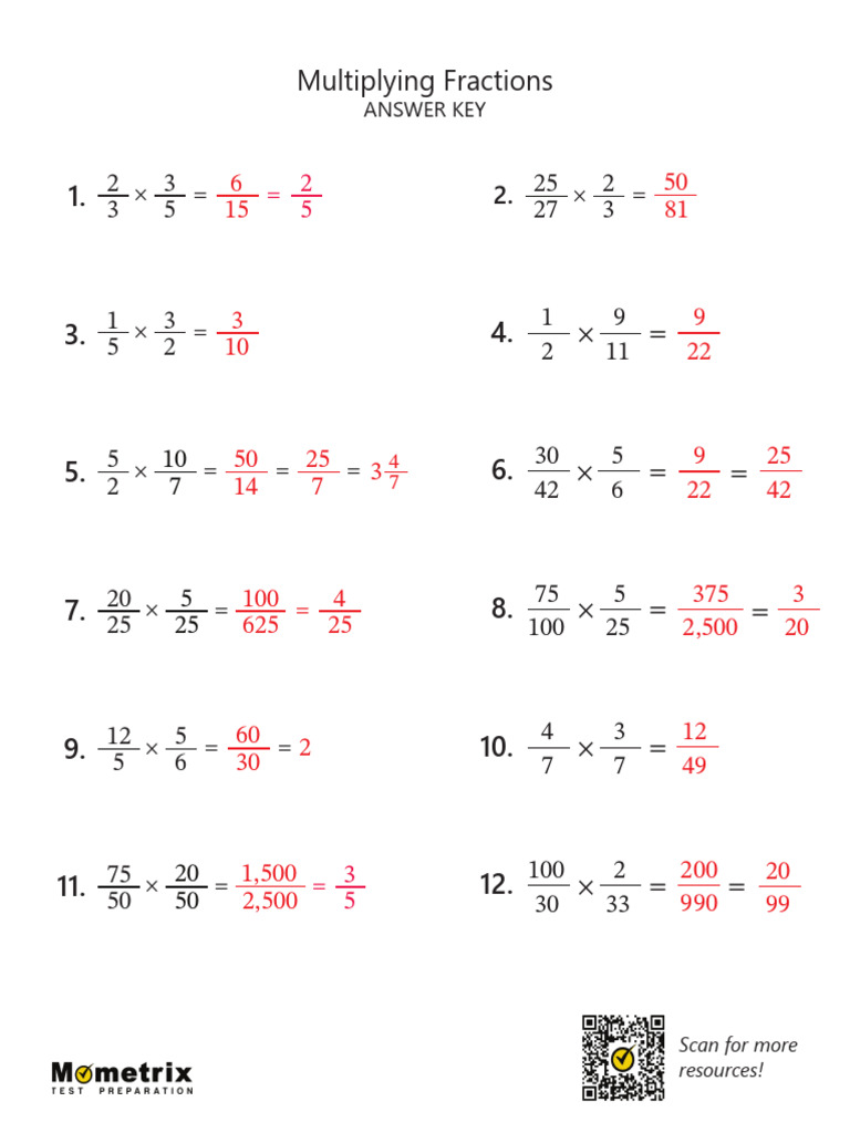 Multiplying Fractions Answer Key | PDF | Teaching Methods & Materials