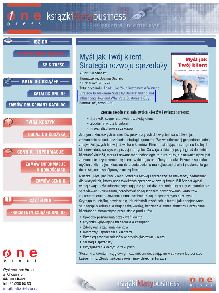 Mysl Jak Twoj Klient Strategia Rozwoju Sprzedazy | PDF