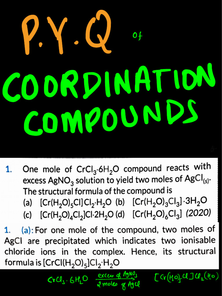 Coordination Compounds PYQ | PDF | Inorganic Chemistry | Sets Of ...