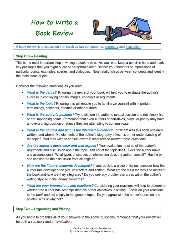 How To Write A Book Review Tip Sheet | PDF | Thought | Plot (Narrative)
