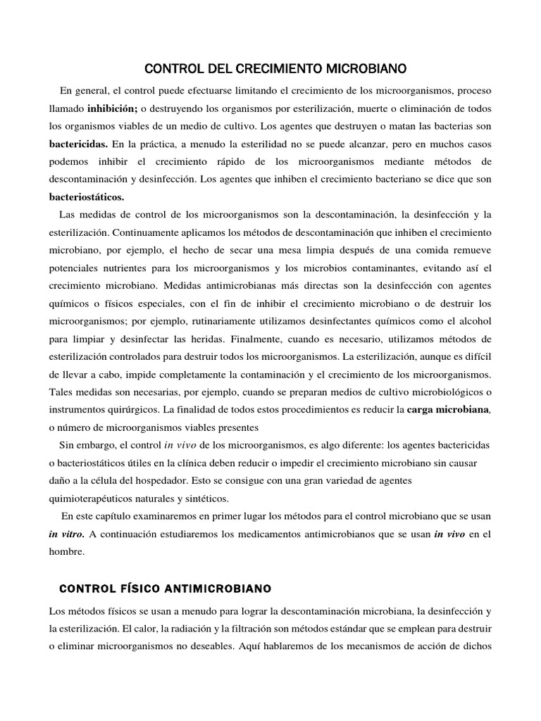 Adaptación Brock - Control de Crecimiento Microbiano | PDF ...