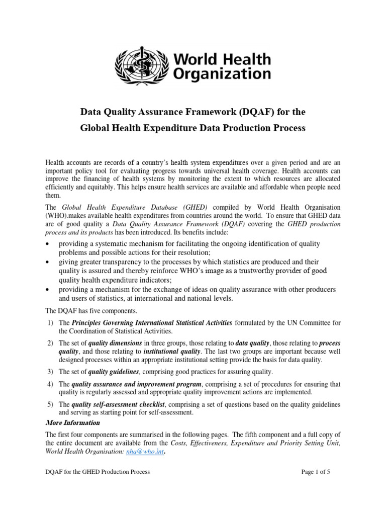 DQAF for GHED Data Quality Assurance | PDF | World Health Organization ...
