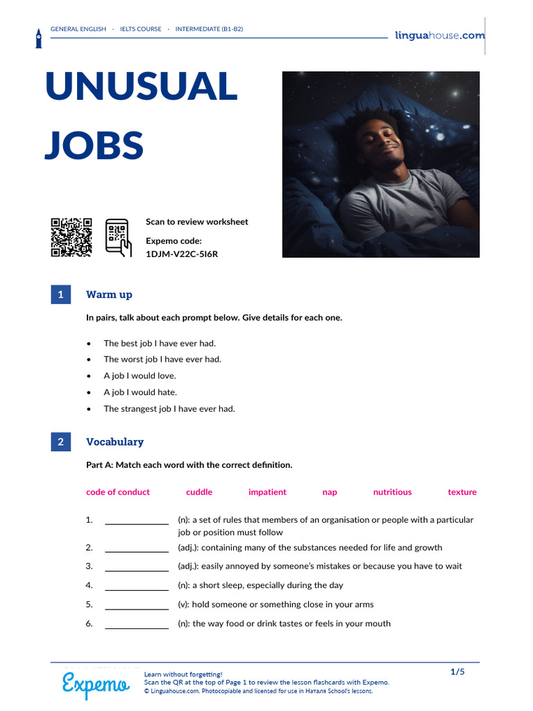 Unusual Jobs for English Learners | PDF | Vocabulary | Reading ...