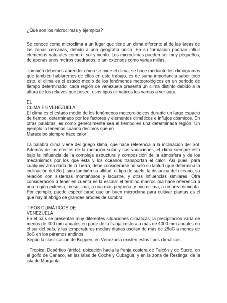 Microclimas: Definición y Ejemplos | PDF | Clima | Humedad