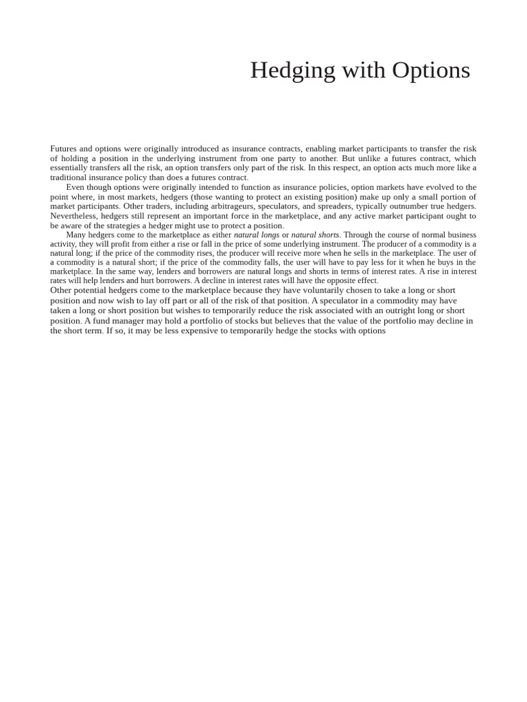 Hedging With Options | PDF | Law
