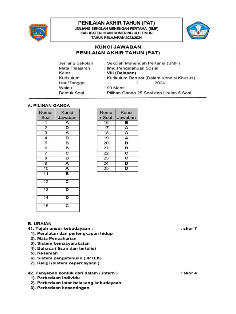 Kunci Jawaban Pat 2023-2024 | PDF