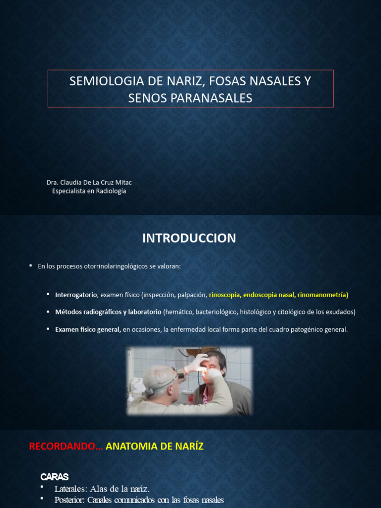 Semio de Nariz, Fosas Nasales y Senos Paranasales | PDF | Nariz humana | Medicina CLINICA