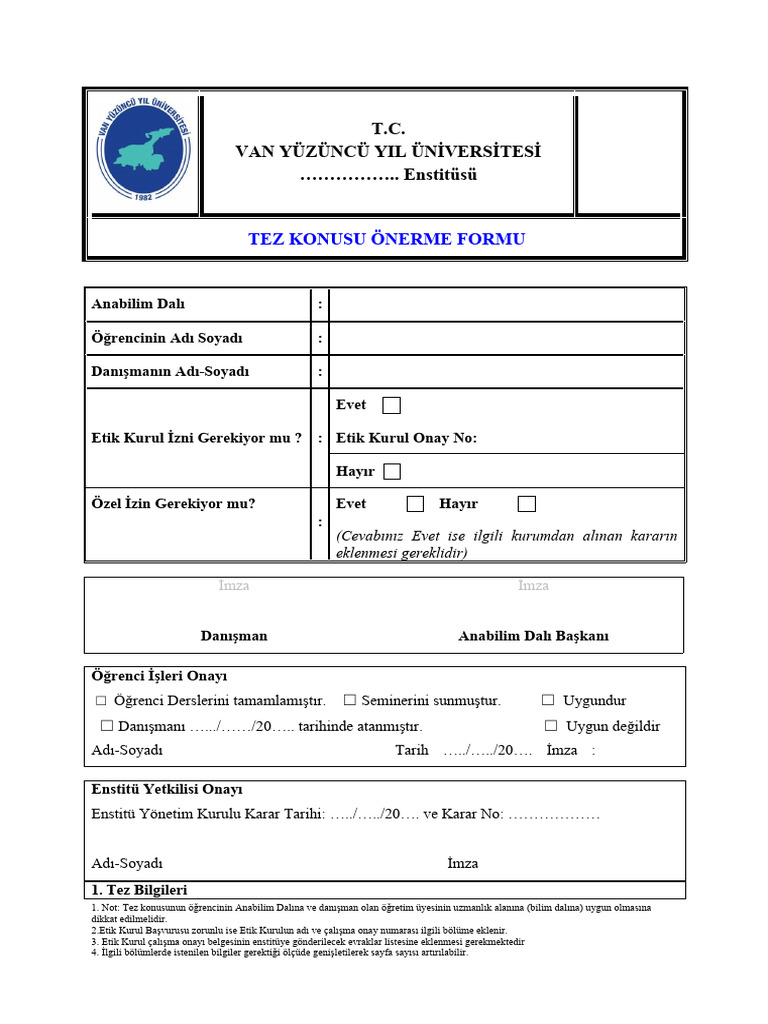 Senato 2018-36-6-Ek3 Tez Konusu Onerme Formu | PDF