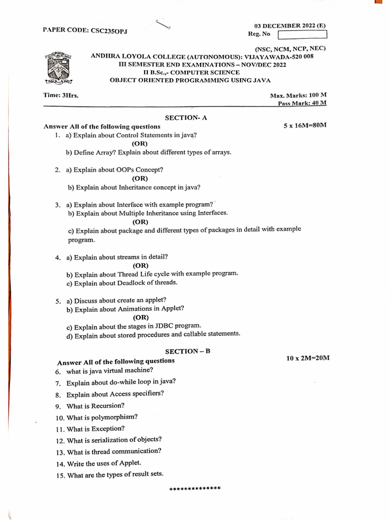 JAVA Semester Papers | PDF