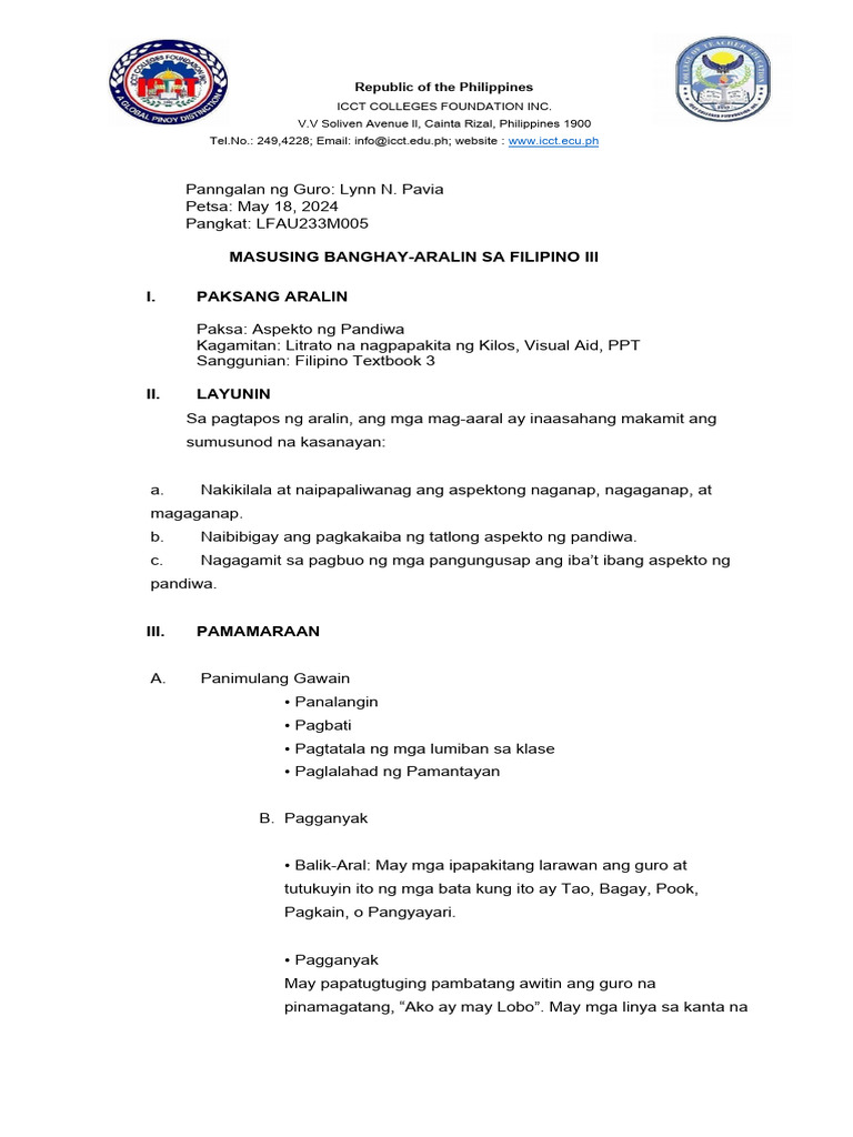 [LNP] - Filipino Grade 3 Lesson Plan | PDF