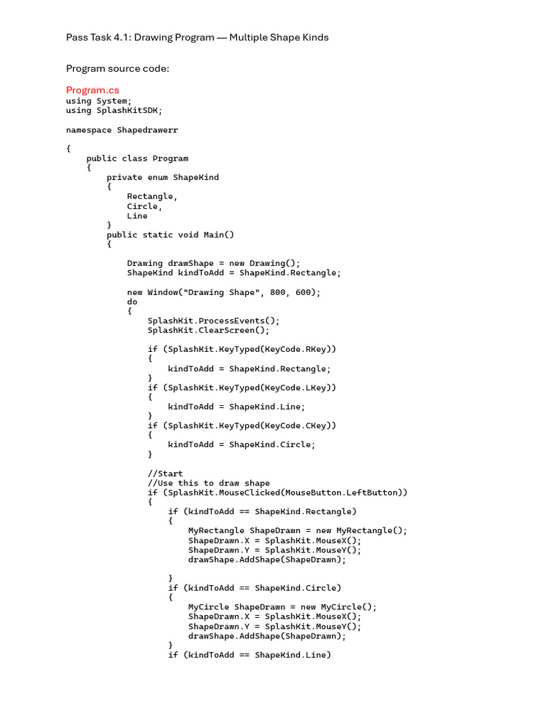 4.1P - Drawing Program - Multiple Shape Kinds | Download Free PDF | Software Development ...