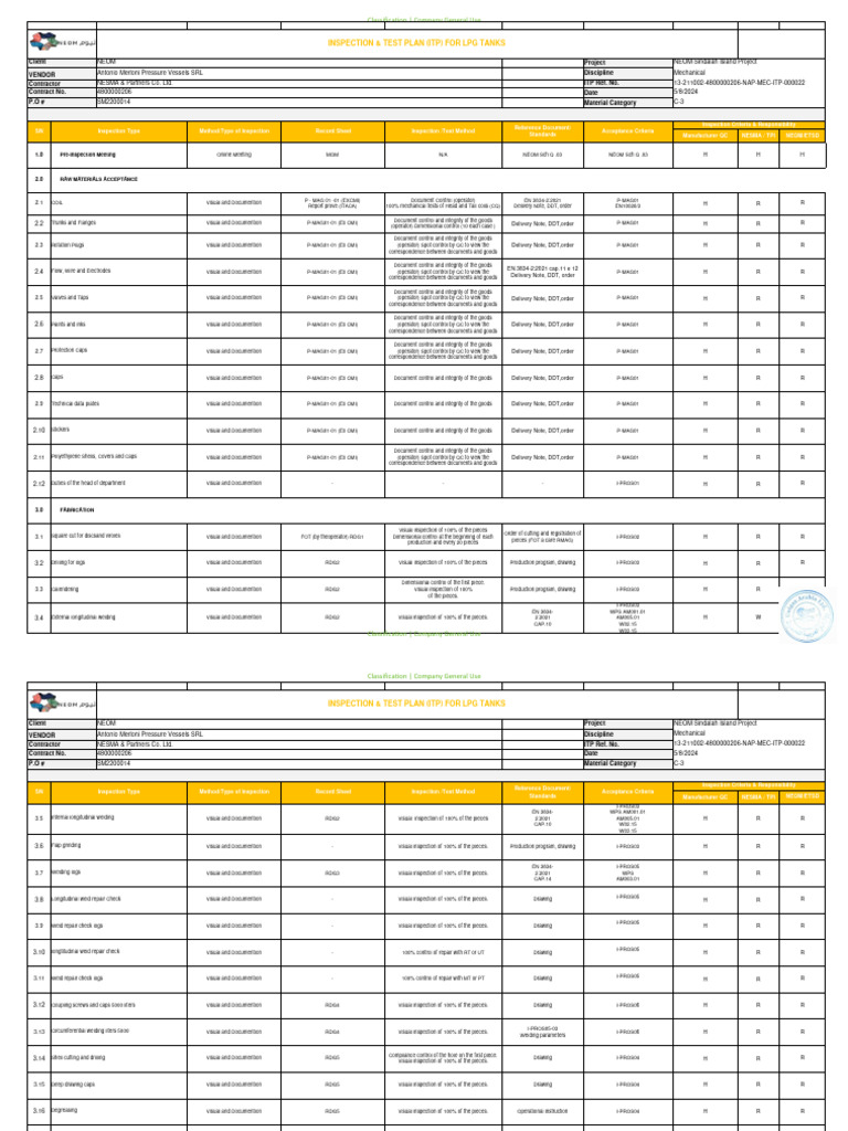 AM-Inspection Test Plan -ITP- SM2200014 | PDF | Welding | Construction AM-Inspection Test Plan -ITP- SM2200014 | PDF | Welding | Construction