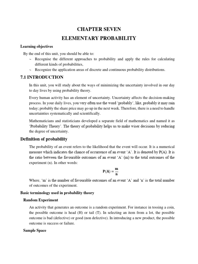 Chapter Seven | PDF | Probability Distribution | Random Variable