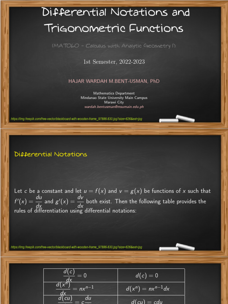 MAT060 12 Differential Notation and Trigonometric Functions Bent Usman | PDF | Trigonometric ...