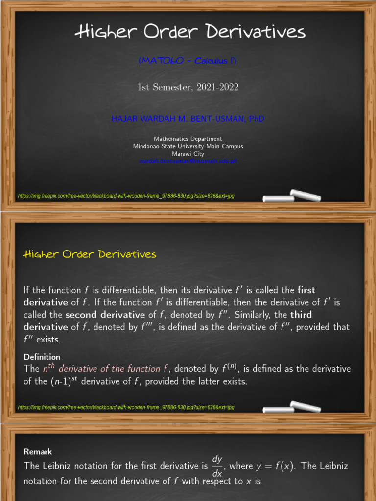 Understanding Higher Order Derivatives | PDF | Derivative | Function ...