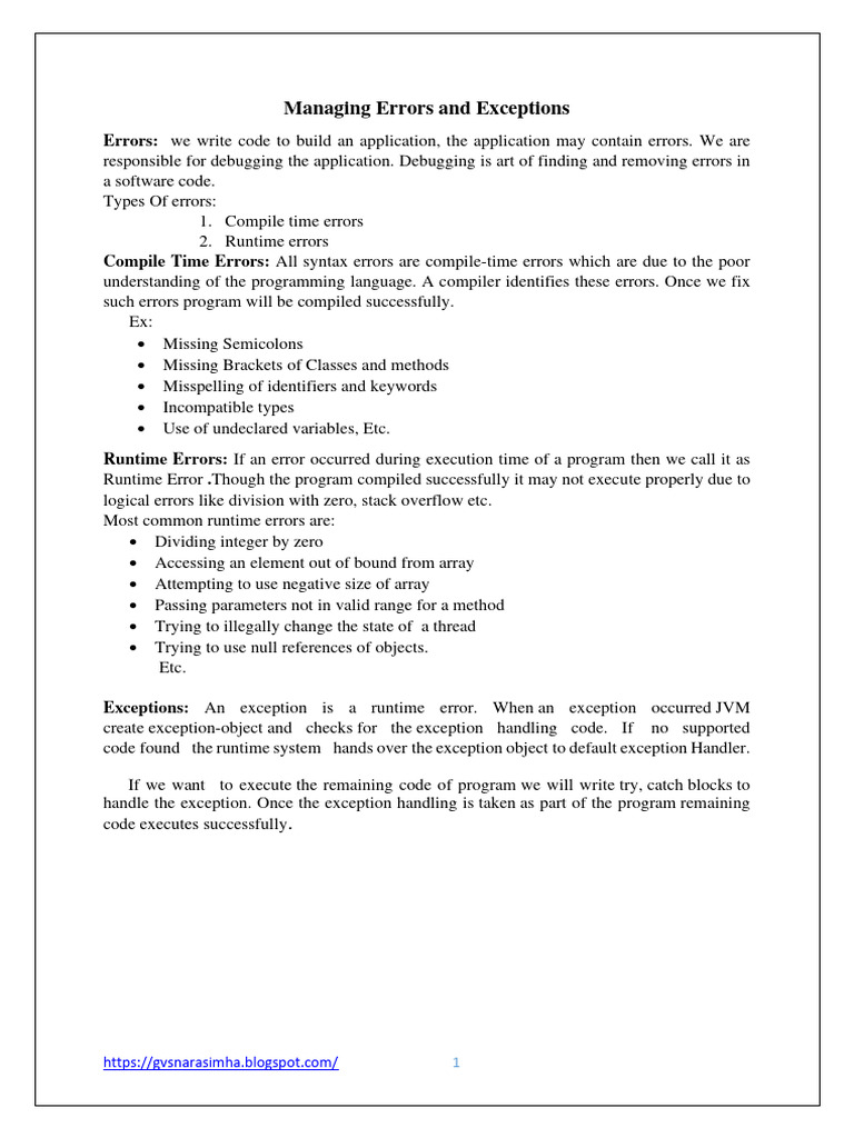 Java Unit4 ExceptionHandling | PDF | Computer Program | Programming Java Unit4 ExceptionHandling | PDF | Computer Program | Programming