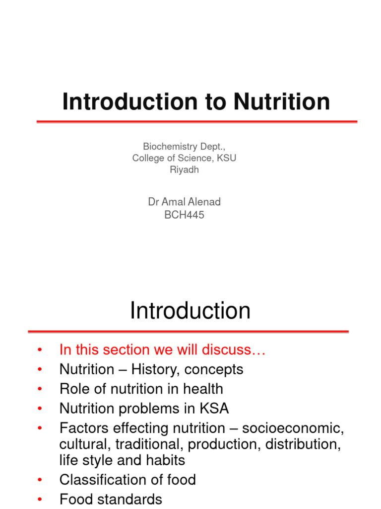 Introduction To Nutrition | PDF | Nutrition | Diet & Nutrition