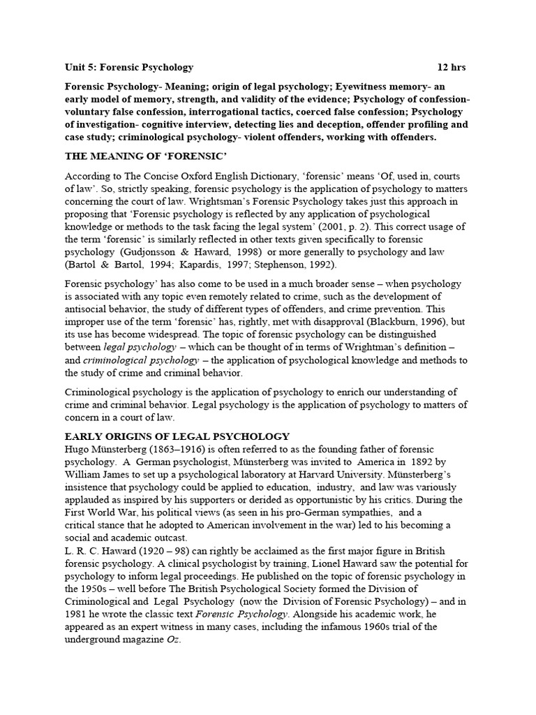 Forensic Psychology | PDF | Confession (Law) | Offender Profiling