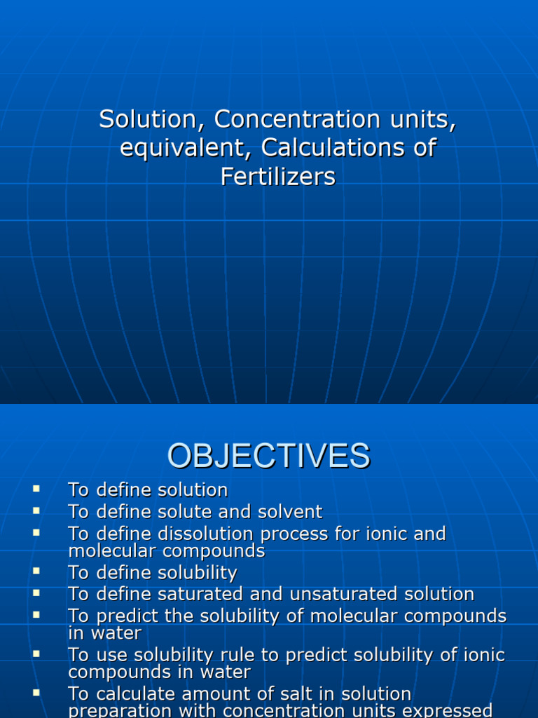6-Preparation of Solutions and Fertilizers Calculation | PDF ...