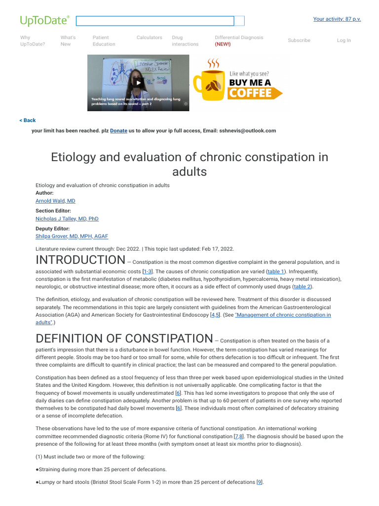Chronic Constipation: Causes & Evaluation | PDF | Constipation ...