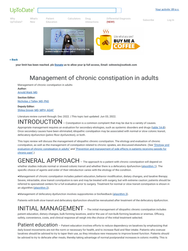 Management of Chronic Constipation in Adults - Uptodate Free | PDF ...