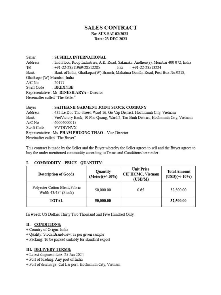 Sales Contract | PDF | Business Law | Private Law