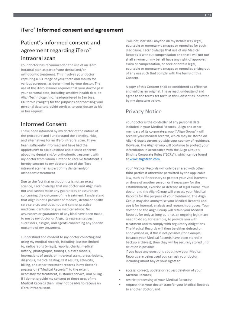 EMEA Informed Consent Itero | PDF | Informed Consent | Medical Record