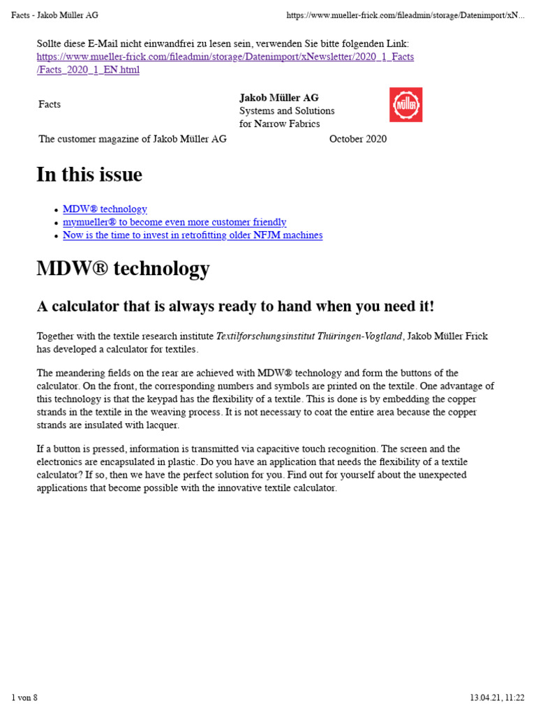 EN Facts - Jakob Mu Ller AG | PDF | Textiles | Qr Code