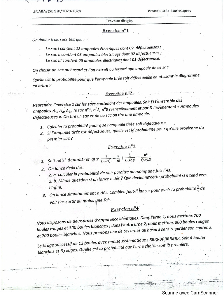 La Correction Des TD de PROBA STA PDF | PDF