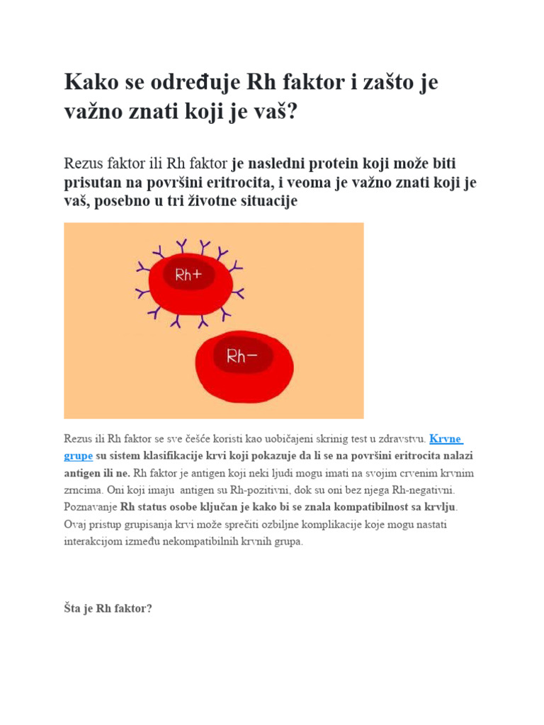 Kako Se Određuje RH Faktor | PDF