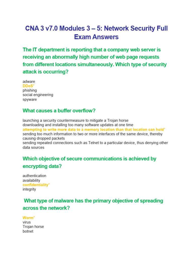 Network Security Exam Answers | PDF | Denial Of Service Attack ...