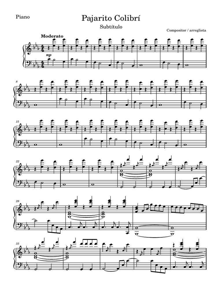 Pajarito Colibrí-Piano | PDF