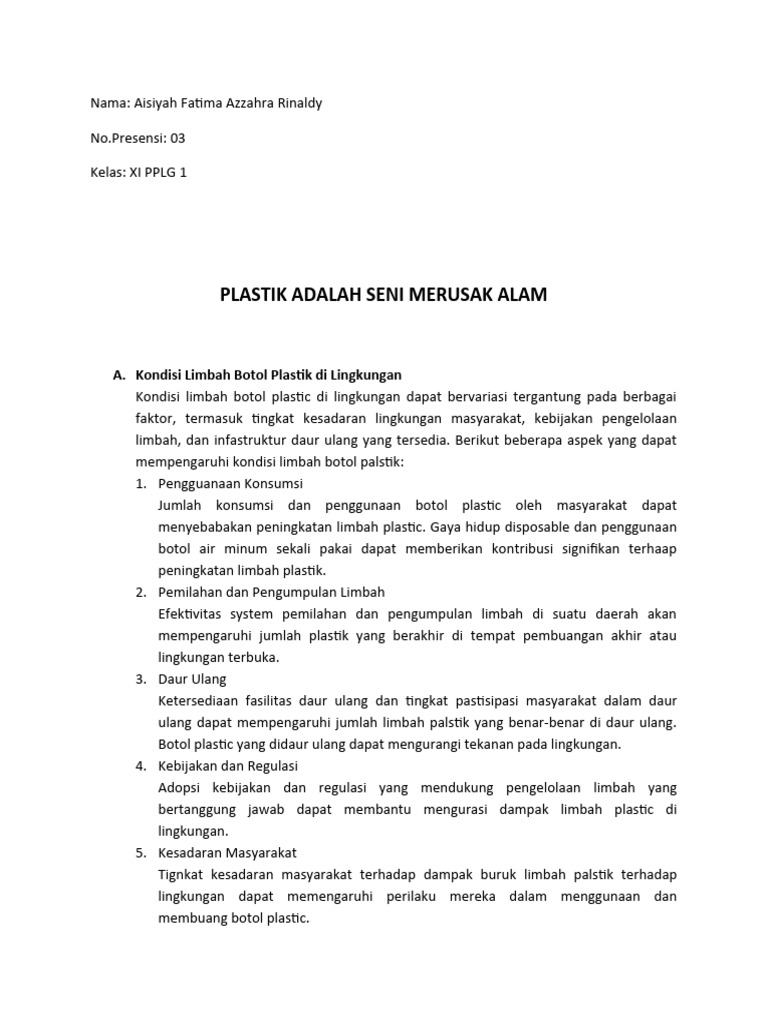 Artikel Bahaya Limbah Plastik p5 | PDF