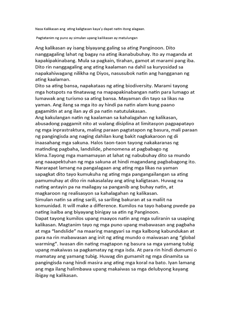 Nasa Kalikasan Ang Ating Kaligtasan Kaya | PDF Nasa Kalikasan Ang Ating Kaligtasan Kaya | PDF