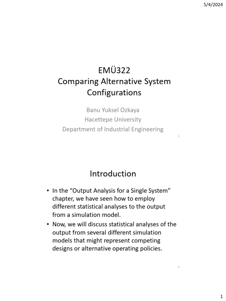Comparing Alternative System Configurations | PDF | Standard Error | Confidence Interval