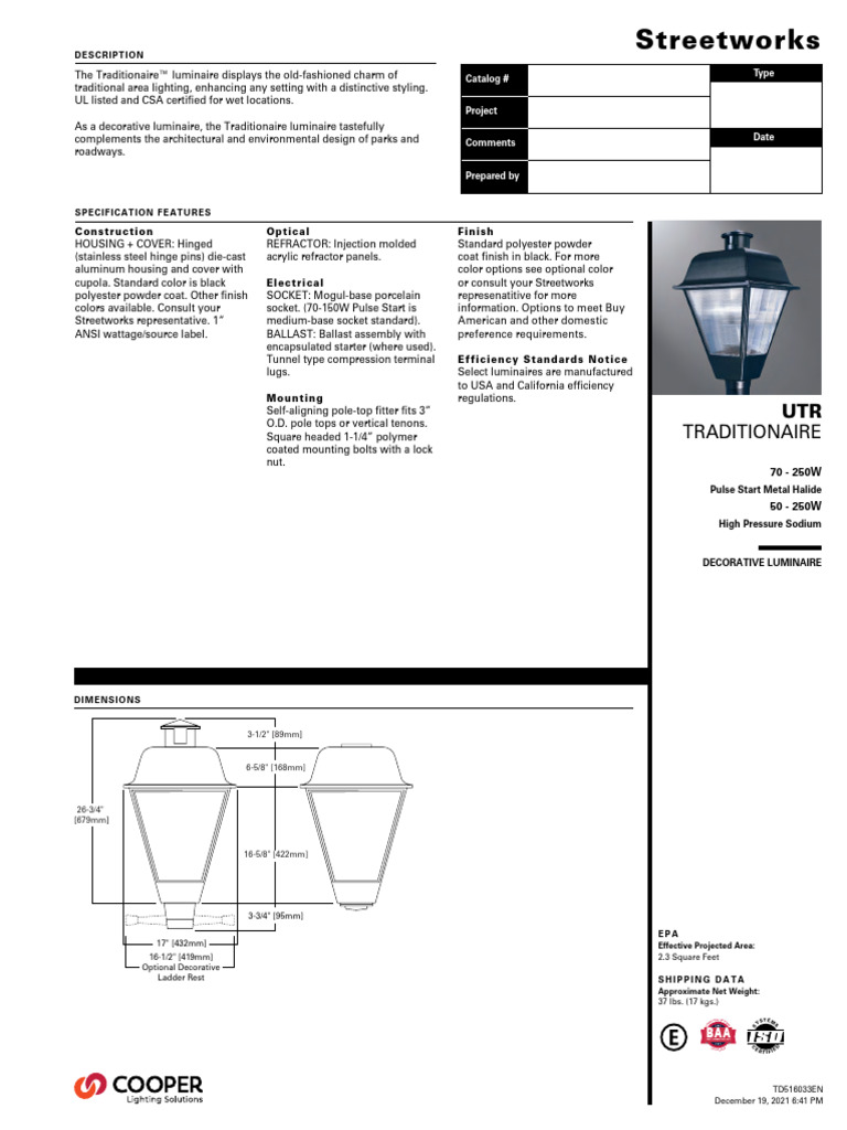 UTR HID Streetworks Spec Rev December 19 2021 | PDF | Electrical ...