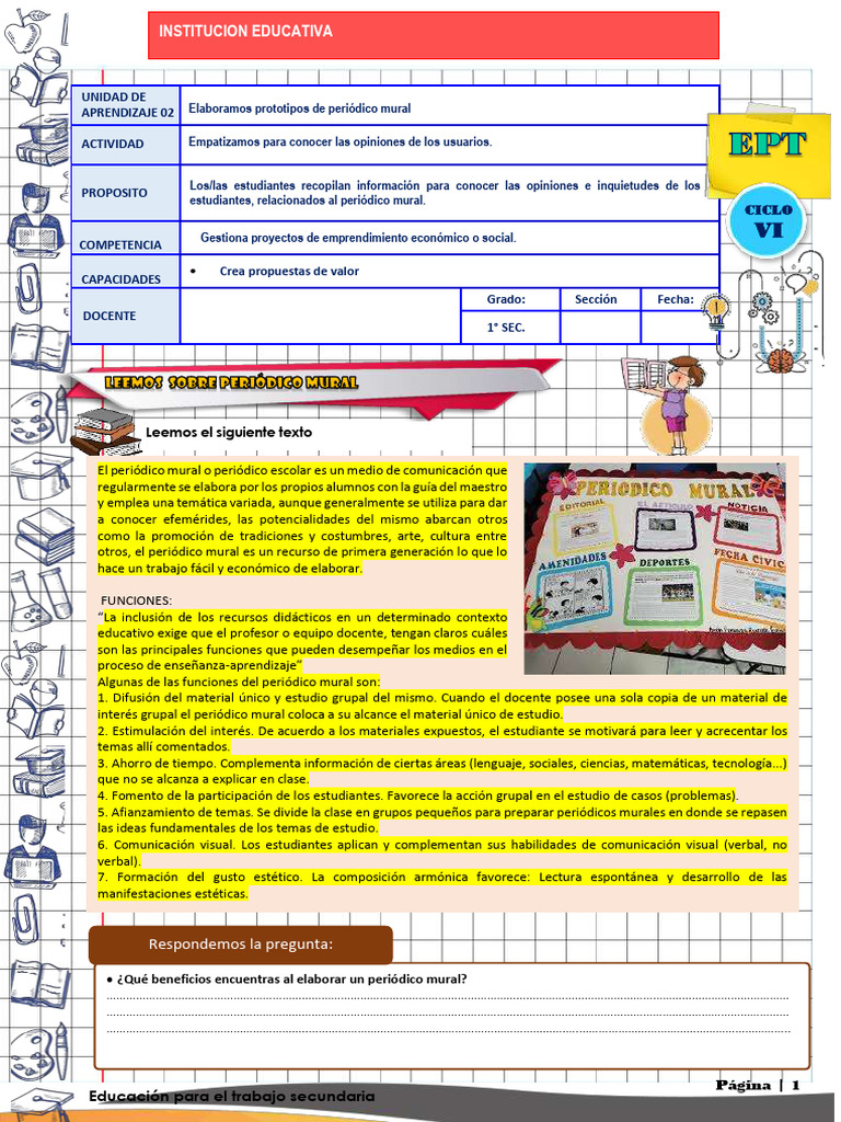 1°y2° EPT - FICHA ACTV 01.UNIDAD 02 | PDF | El pensamiento de diseño | Maestros