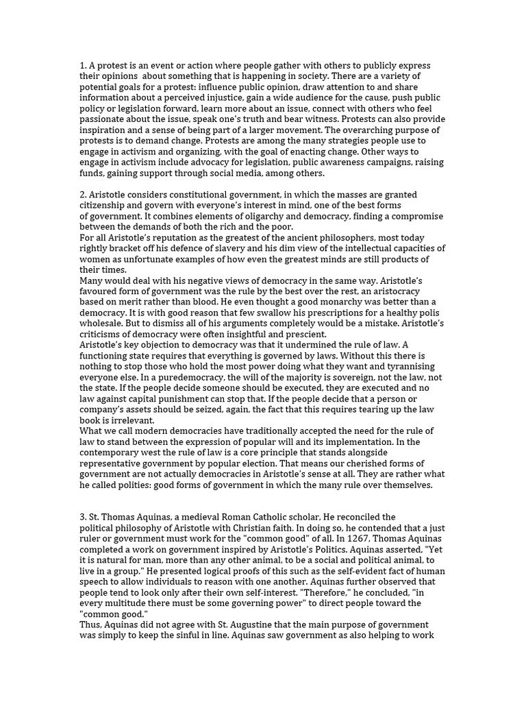 A Protest Is An Event or Action Where People Gathe | PDF | Thomas Aquinas | Common Good
