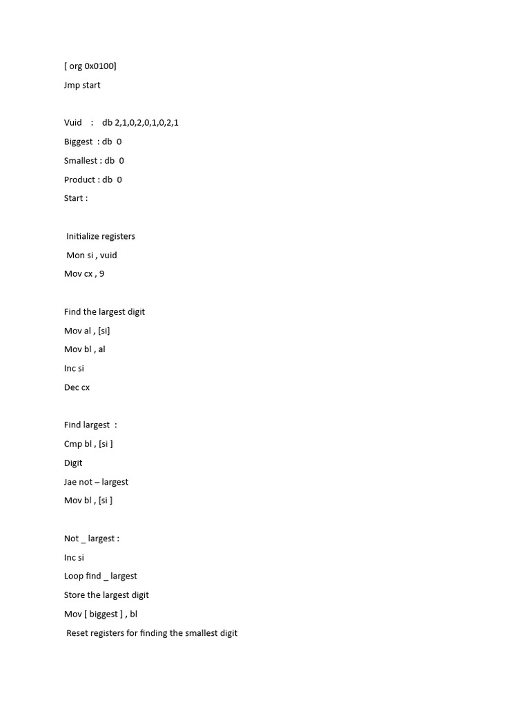Assembly Code for Digit Analysis | PDF