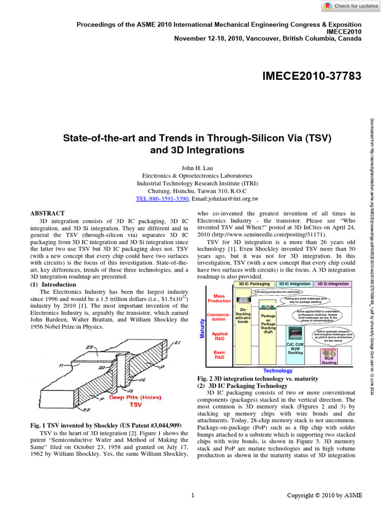 IMECE2010-37783: State-Of-The-Art and Trends in Through-Silicon Via ...