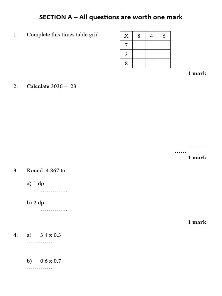 2023 RA Year 9 Exam Questions | PDF | Discrete Mathematics | Mathematics